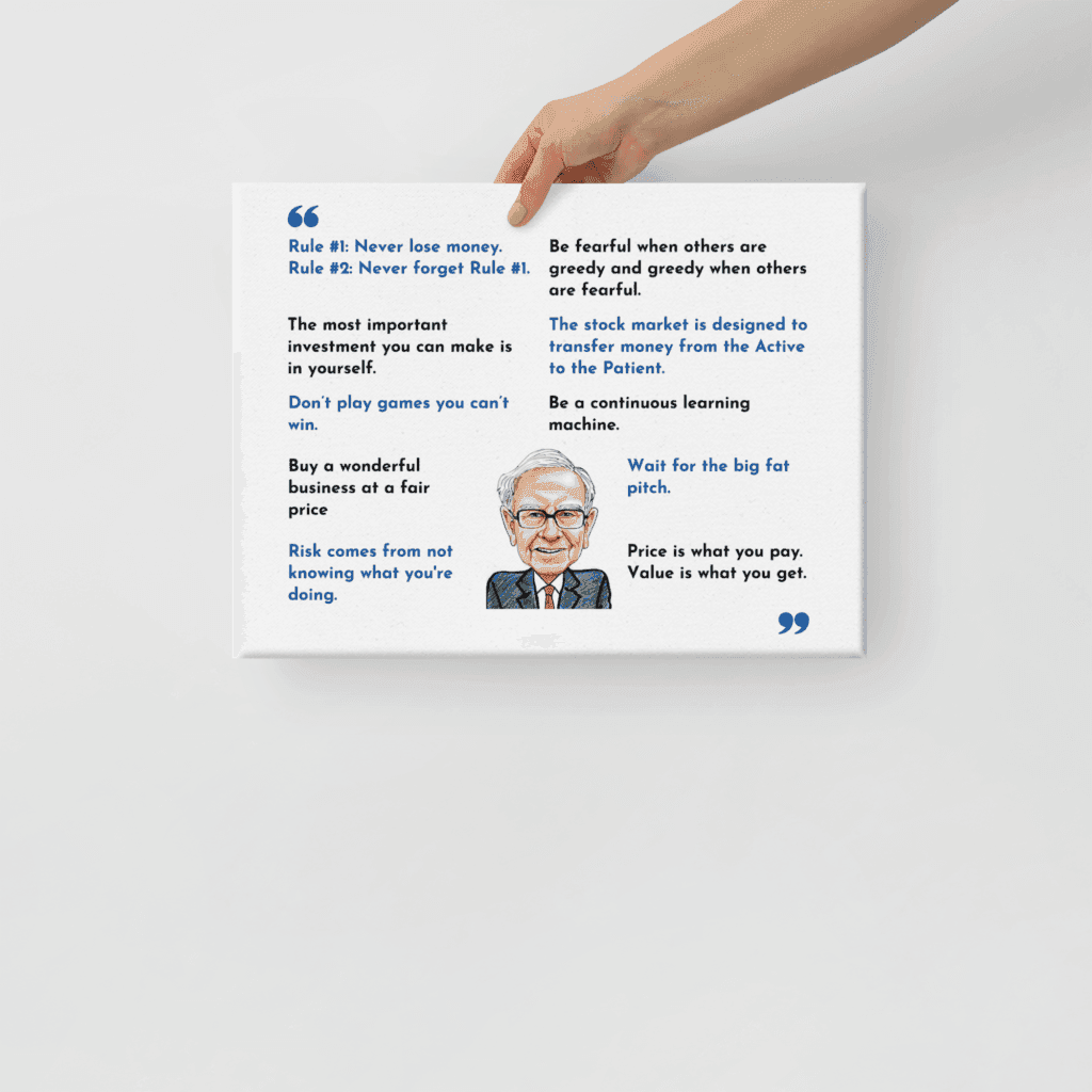Canvas Print with Warren Buffett success quotes and caricature - www ...
